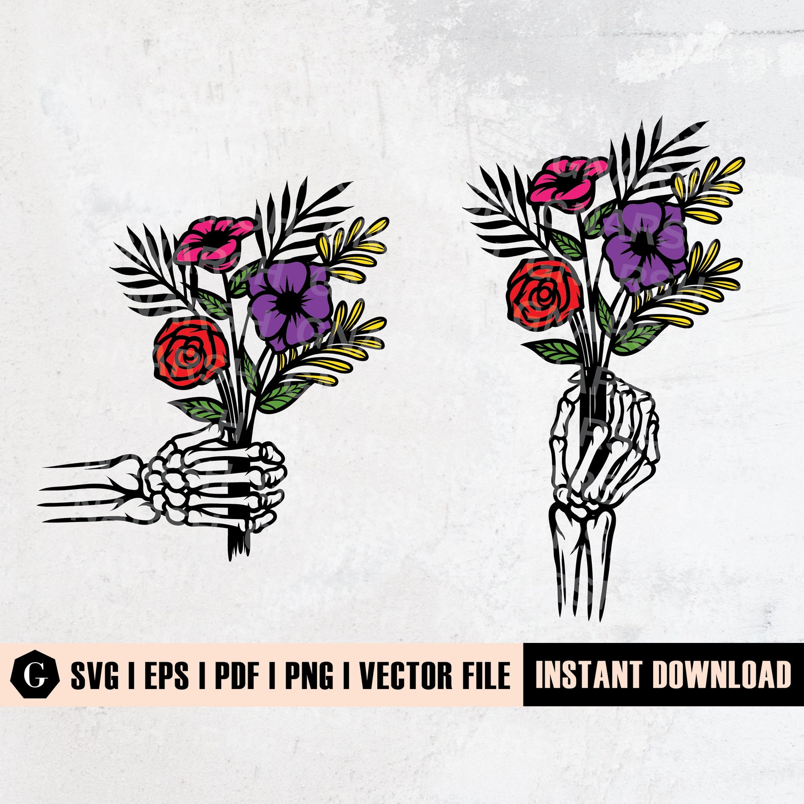 Skeleton Hands Flowers SVG File Skeleton Flower Svg - Etsy