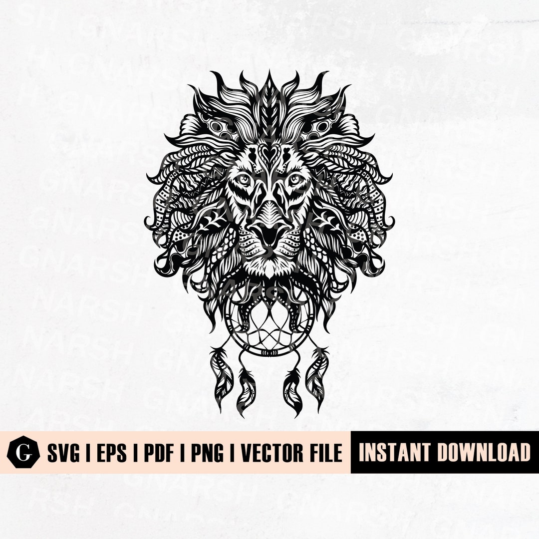 Lion Mandala SVG | Zentangle Animal Face Cutfile (digital Download) - Etsy