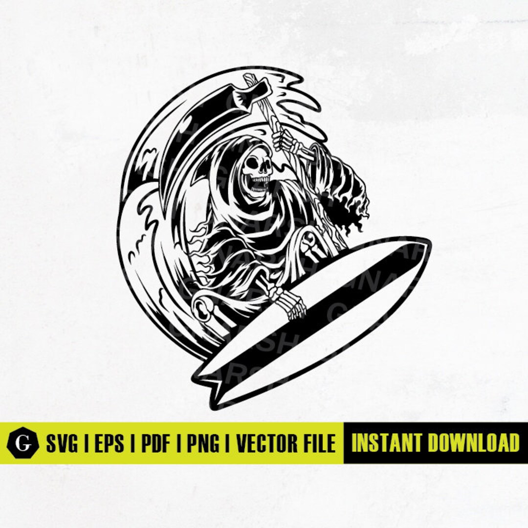 Grim Reaper Surfing Svg | Death Svg | Horror T-shirt | Halloween Svg ...