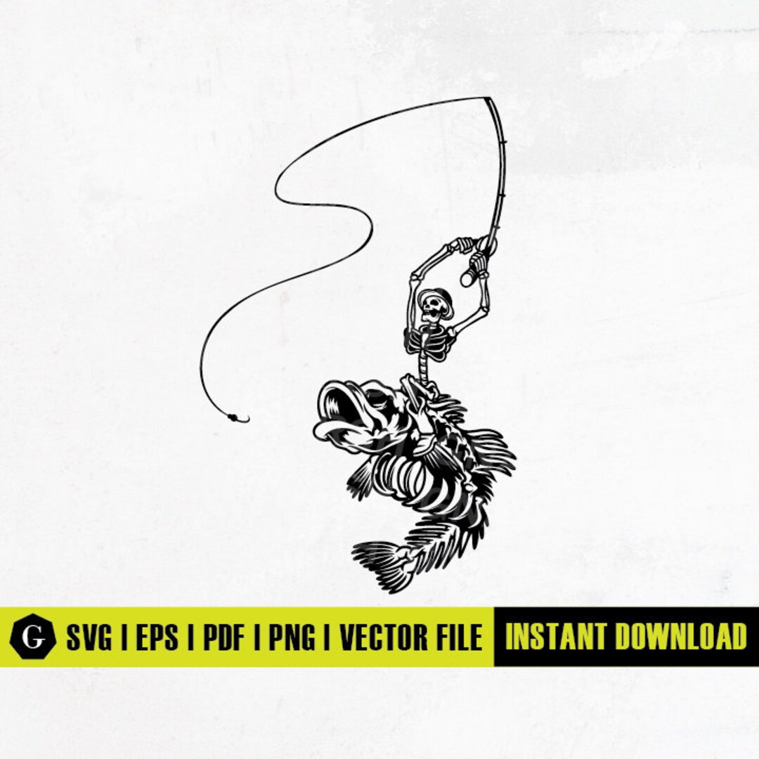 Fisherman Riding Fish Skeleton SVG | Funny Fishing SVG T-shirt Gift ...