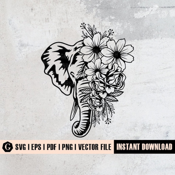 Floral Elephant - Etsy