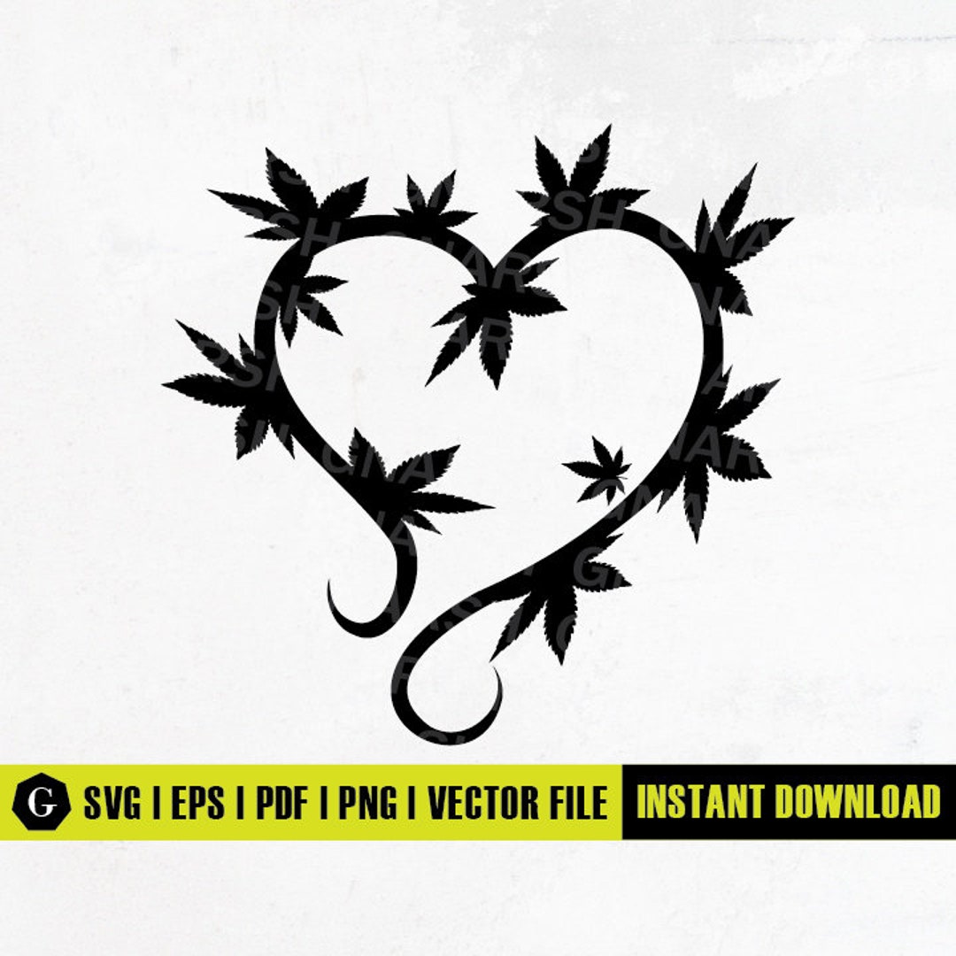 Heart Marijuana Plant Svg | Heart Shape Cannabis Svg | Cannabis Plant ...