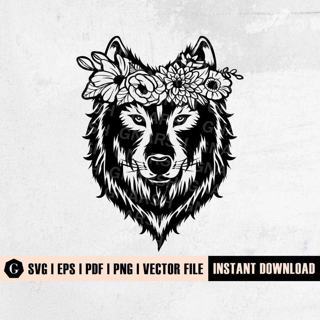 Wolf Flower Svg File | Wolf Head Svg | Wolf Clipart | Wolf Mandala Svg ...