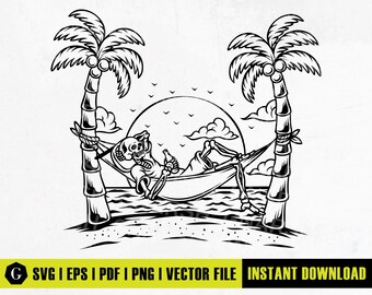 Beach Skeleton SVG Dead Summer Skull SVG Summer Vibes Svg Summer Svg ...