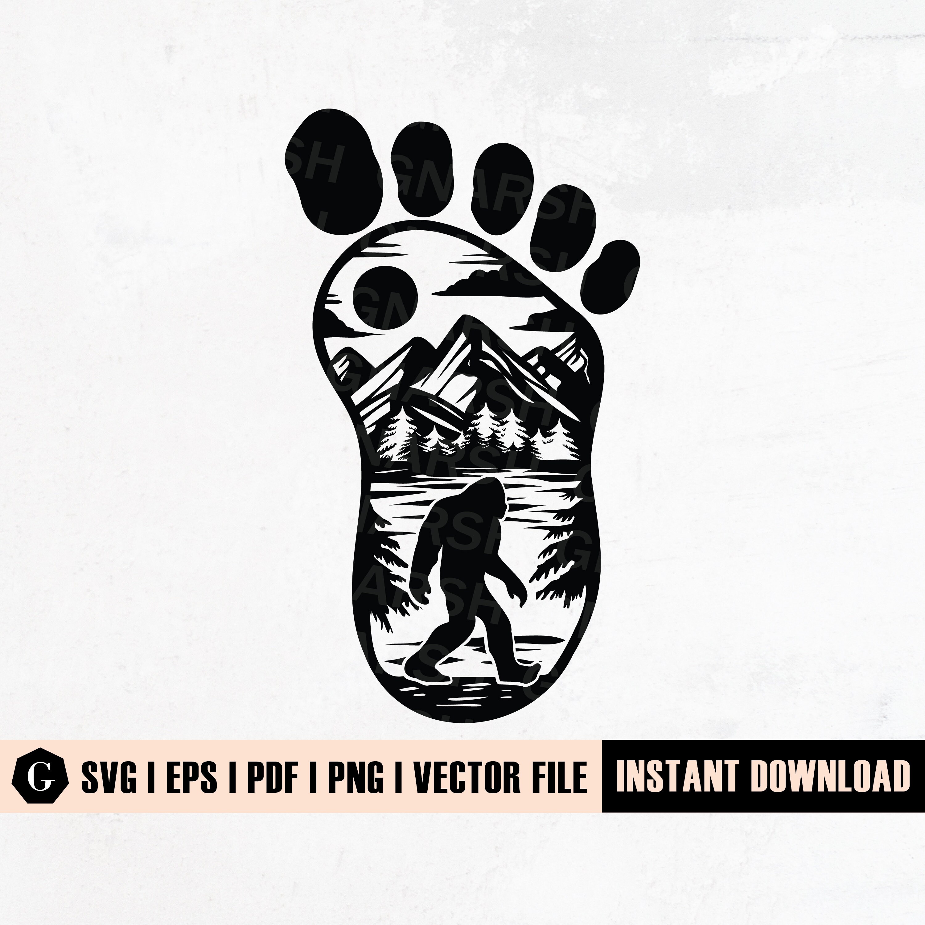 Bigfoot Footprint SVG | Wild Sasquatch Cut File (digital Download ...