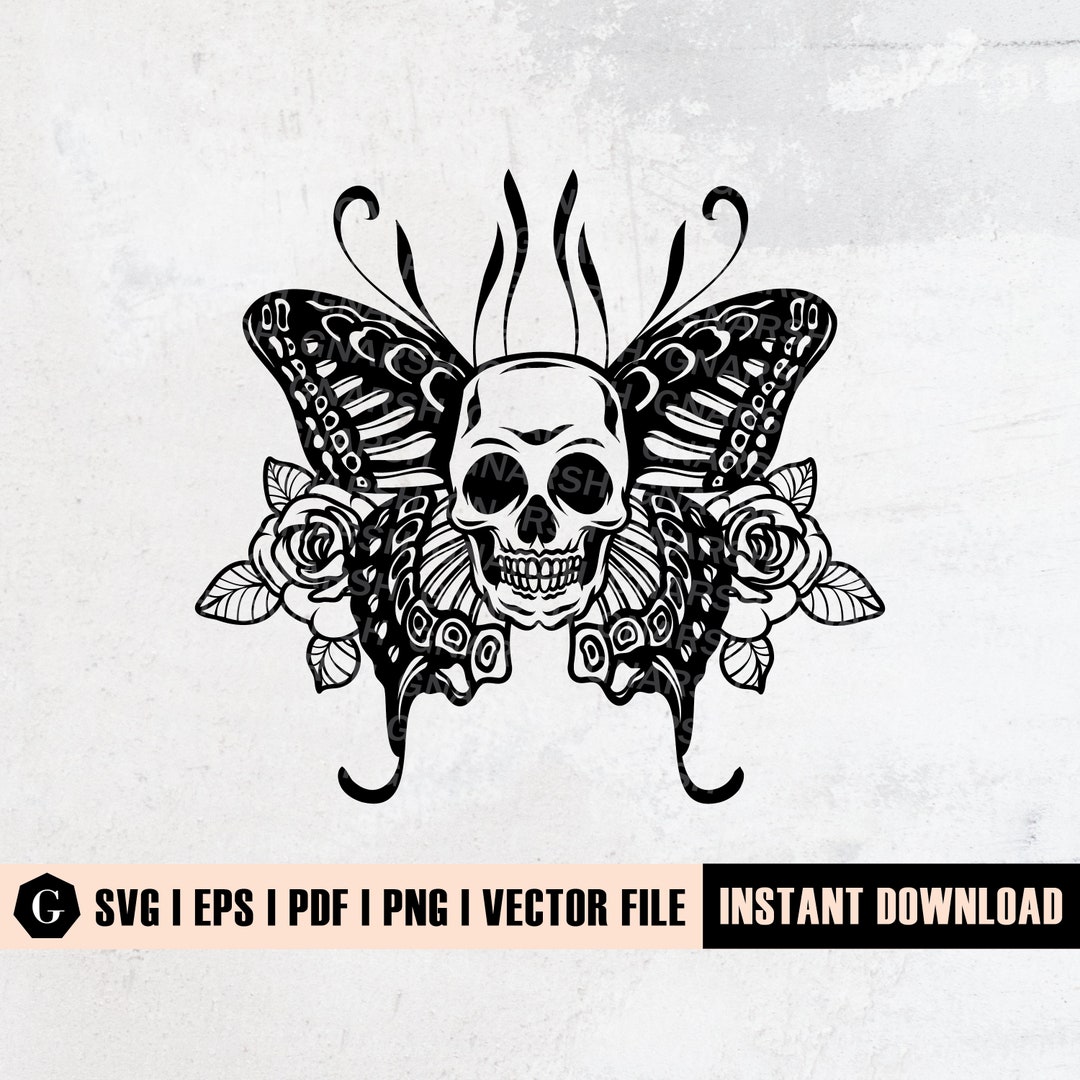 Death Moth Svg File Death Head Moth Svg Skull Butterfly Svg Floral ...