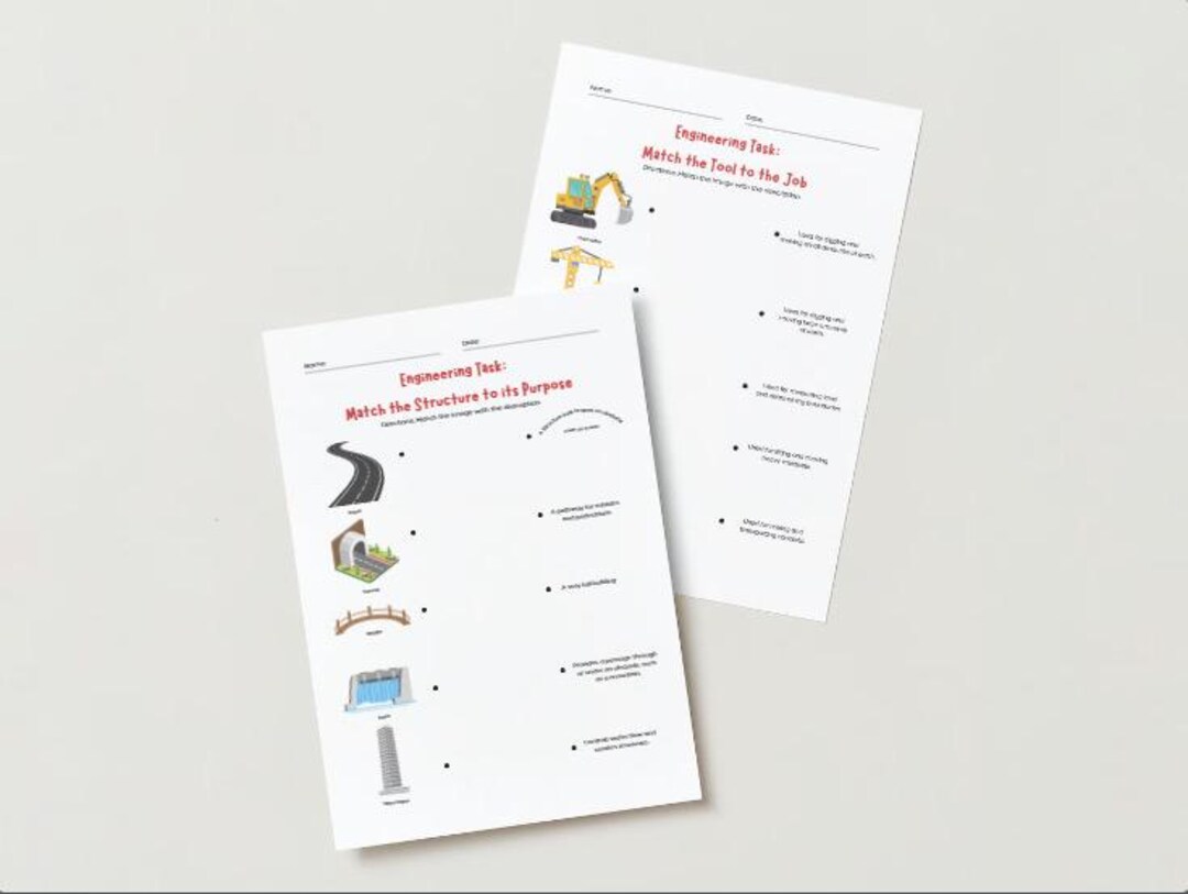 Educational Civil Engineering Worksheet Multi Pack for Kids - Fun Match ...