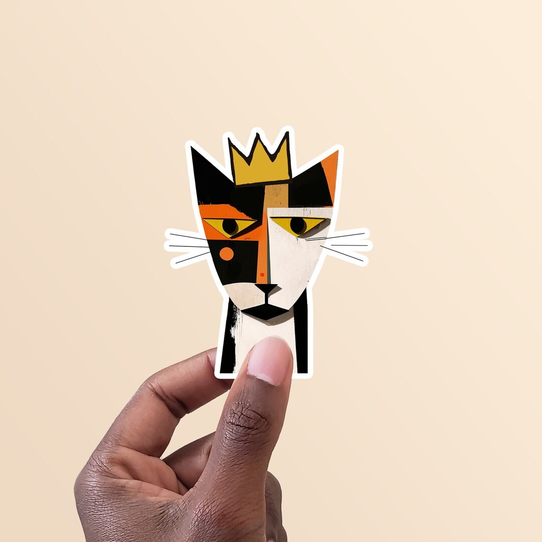 Basquiat Cat Sticker | Basquiat Sticker | Scaredy Cat | Cat Decal ...