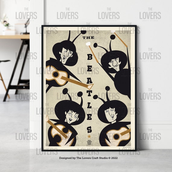 The Beatles Poster Music Print Vintage Look the Beatles Wall - Etsy