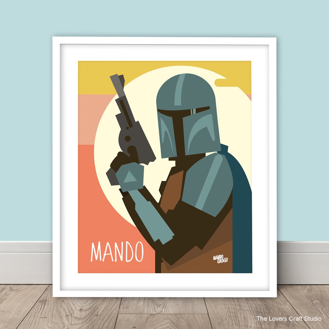 The Mandalorian Poster Wall Art, Mando Original Artwork, Star Wars ...