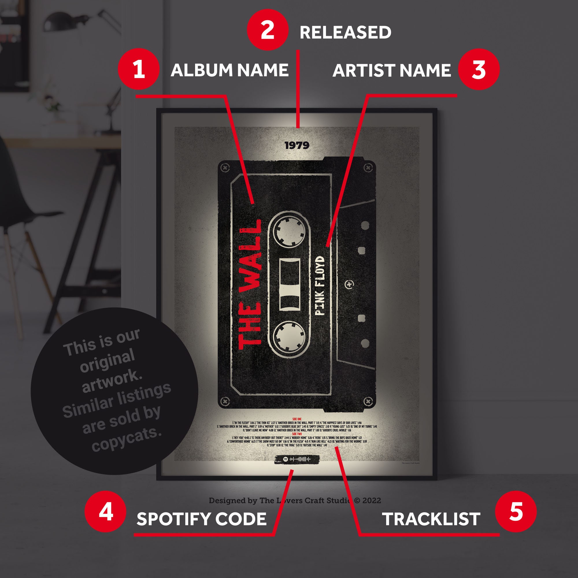 Custom Cassette Tape Wall Art, Personalized Album Poster Print ...