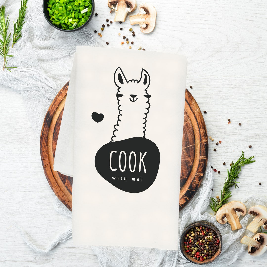 Wedding Gift Cook With Me! Llama Tea Towel Made of Organic Cotton, 50 X ...