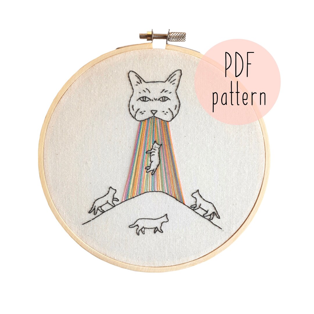 PDF Alien Cat Embroidery Pattern | Cat Embroidery Pattern | Embroidery ...