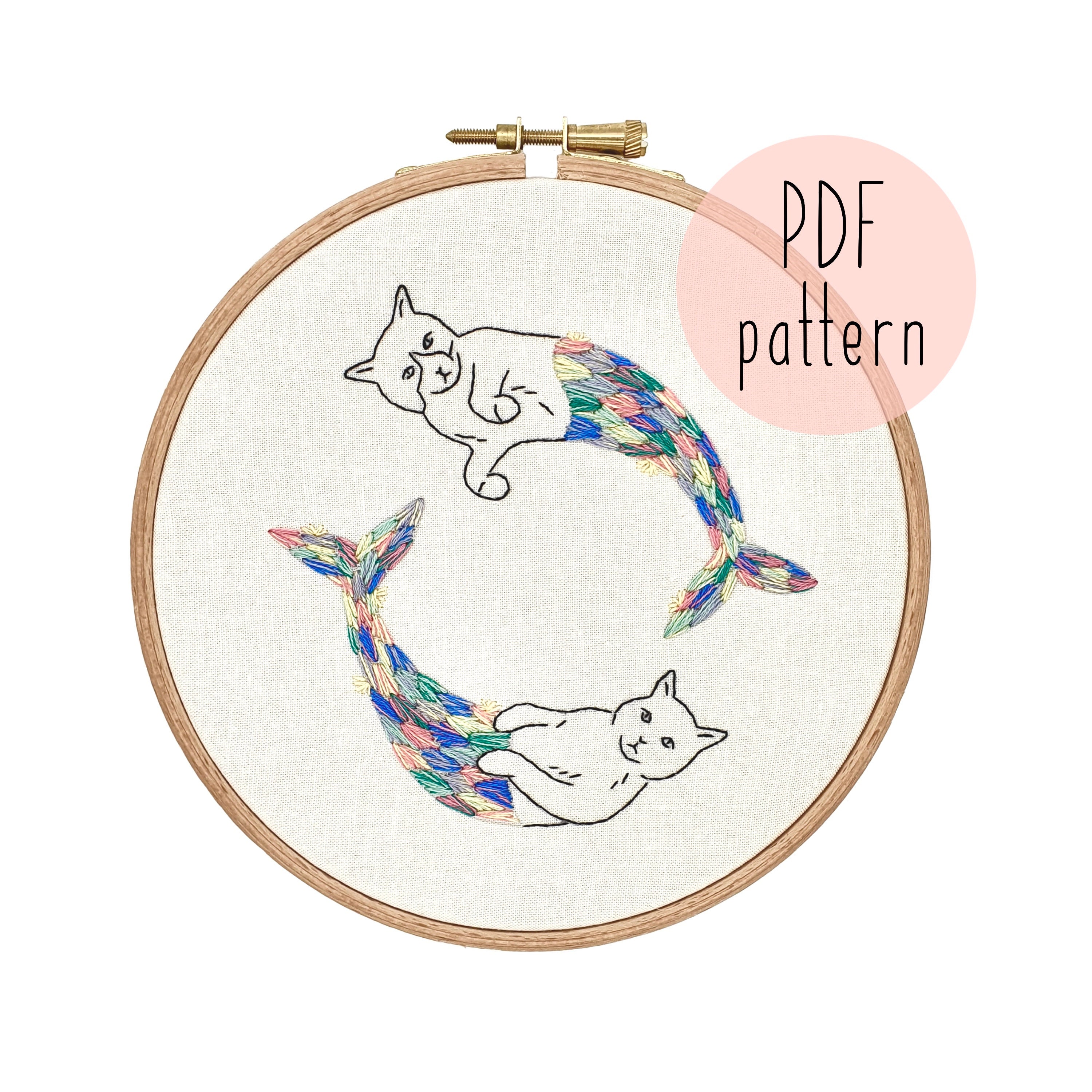 PDF Mercat Embroidery Pattern Cat Embroidery Pattern - Etsy