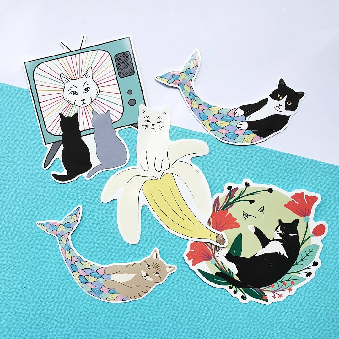 Cat Stickers, Vinyl Stickers, Cat Sticker, Die Cut, Tuxedo Cat ...