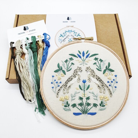 Snow Leopards Embroidery Kit Cat Embroidery Kit Embroidery - Etsy