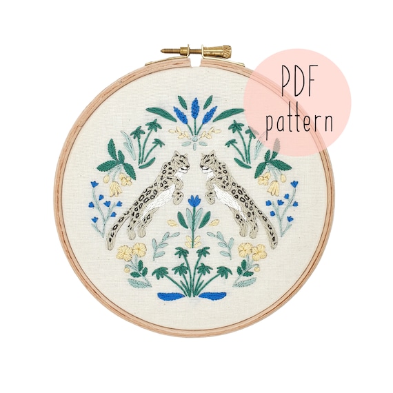 PDF Snow Leopards Embroidery Pattern Jungle Embroidery - Etsy