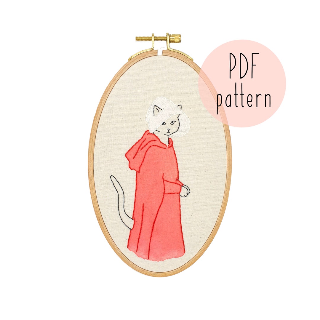 PDF Handmaids Tail Embroidery Pattern, Cat Embroidery Pattern ...