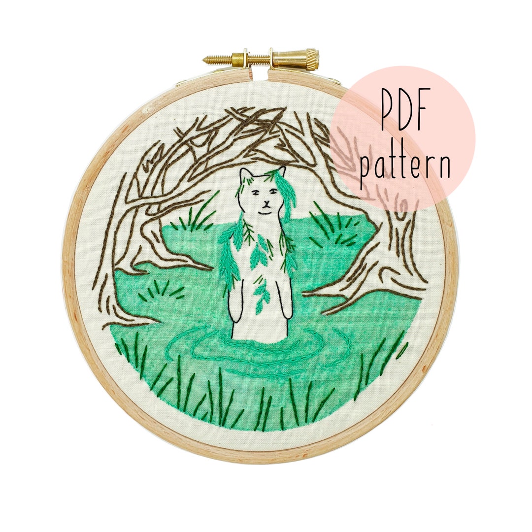 PDF Swamp Cat, Cat Embroidery Pattern, Embroidery Pattern Download ...