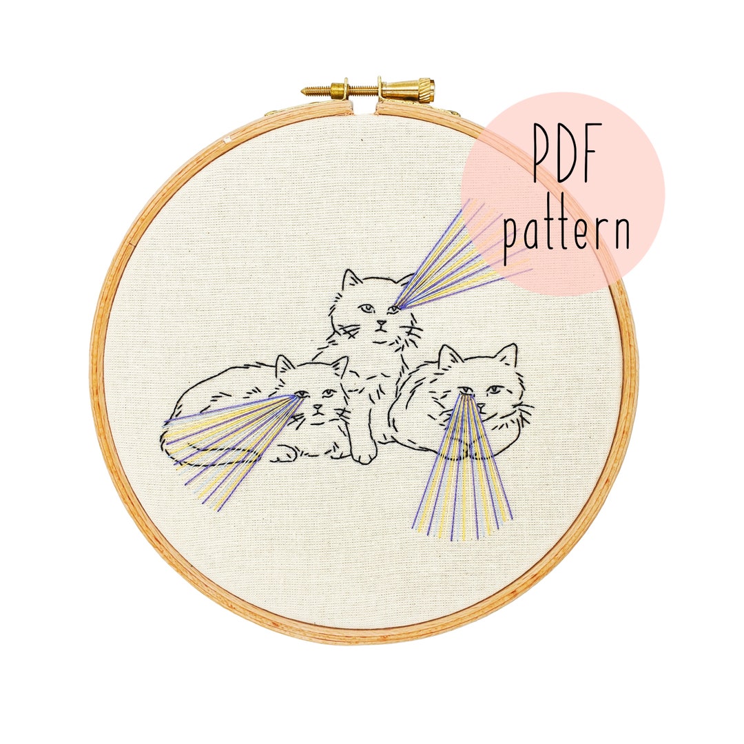 PDF Super Kittens Embroidery Pattern | Cat Embroidery Pattern ...