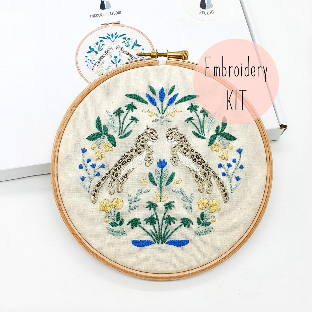 Snow Leopards Embroidery Kit Cat Embroidery Kit Embroidery - Etsy
