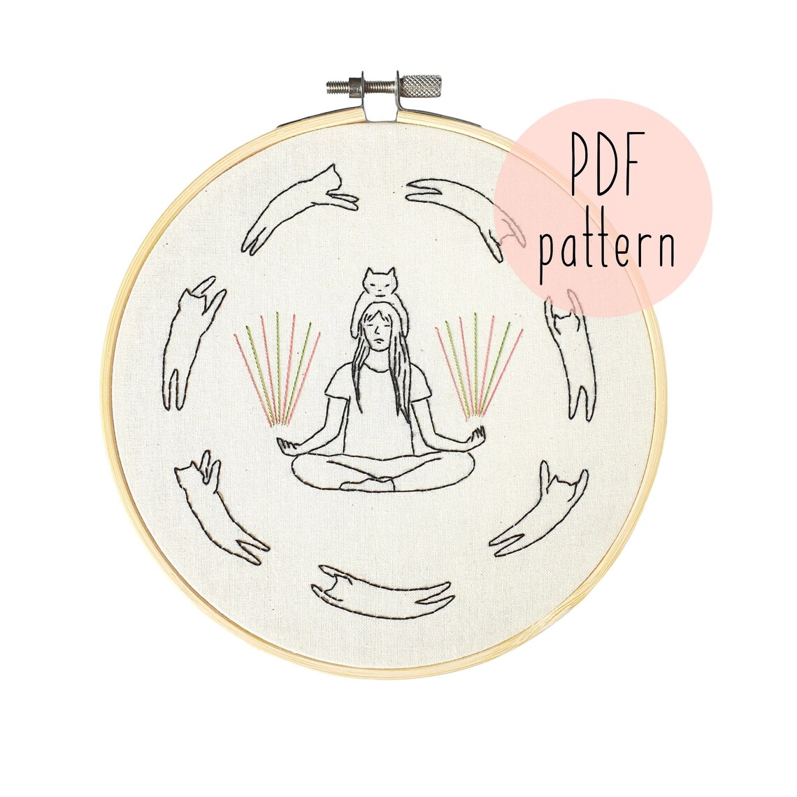 PDF Cat Lady Embroidery Pattern Cat Embroidery Pattern - Etsy