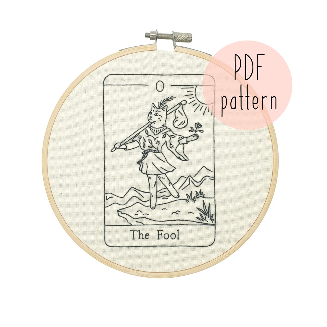 PDF the Fool Embroidery Pattern, Cat Embroidery Pattern, Tarot ...