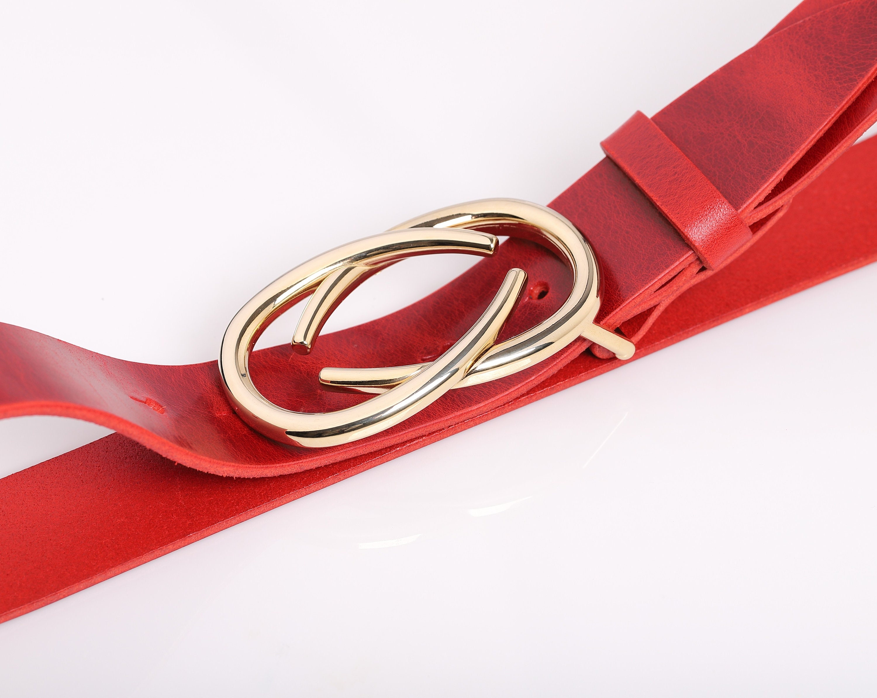 Red Premium Natural Leather Belt for Women - Etsy
