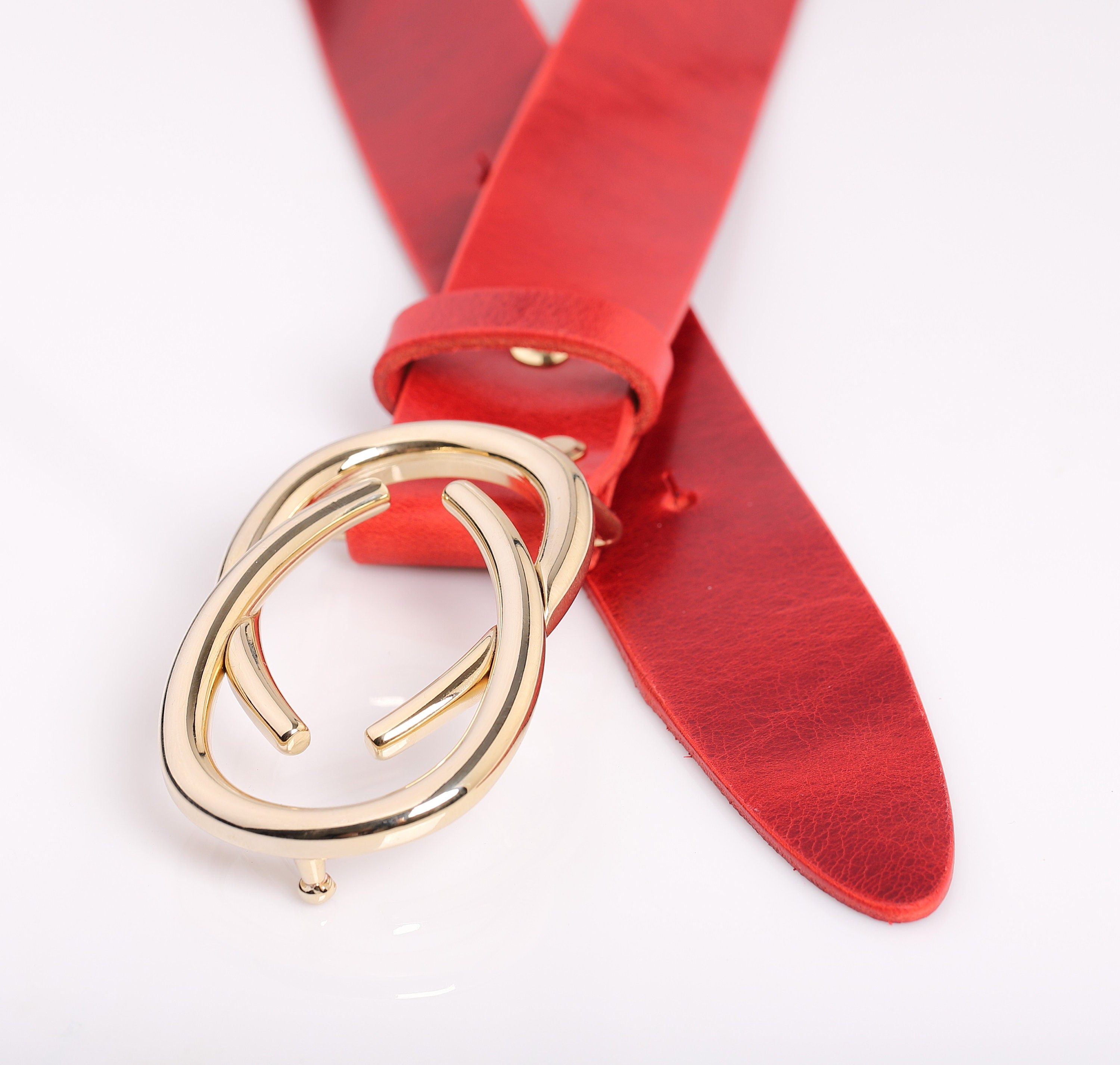 Red Premium Natural Leather Belt for Women - Etsy