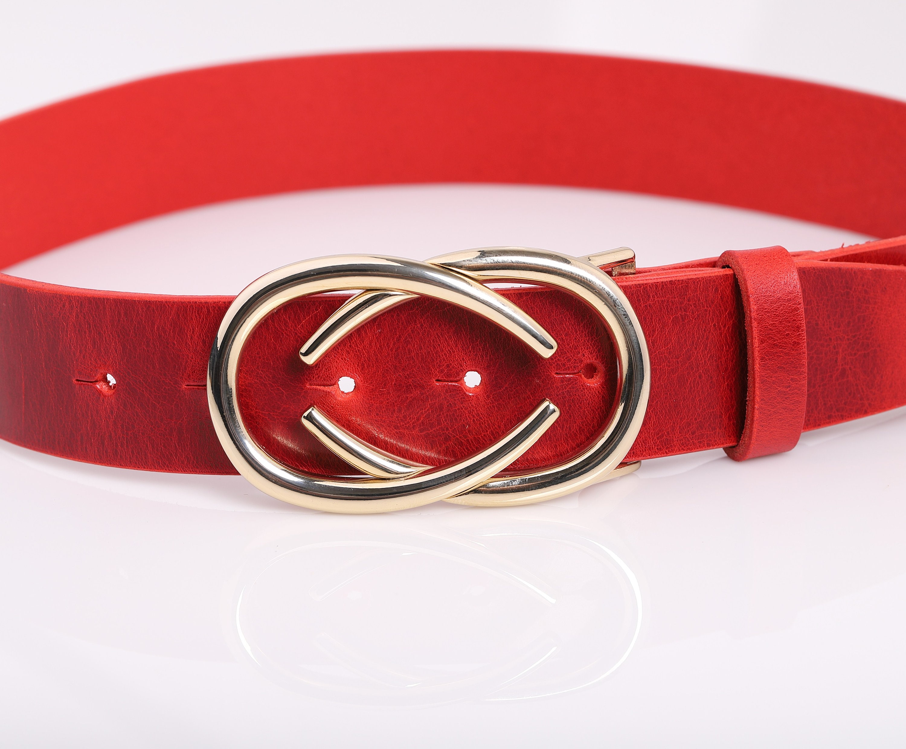 Red Premium Natural Leather Belt for Women - Etsy