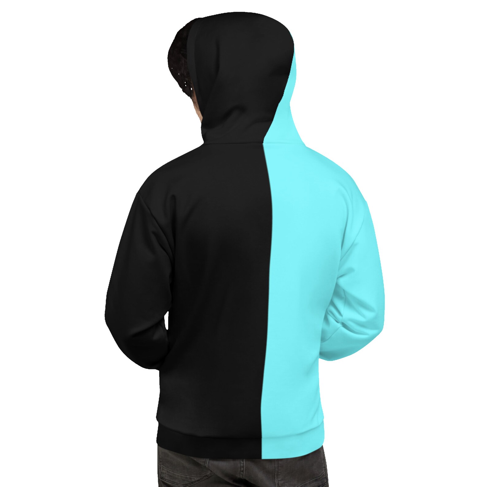 Color Split Black and Aqua Hoodie With Smiley Face - Etsy