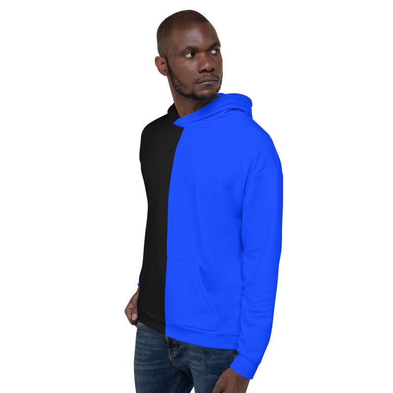Color Split Black and Blue Hoodie | Etsy