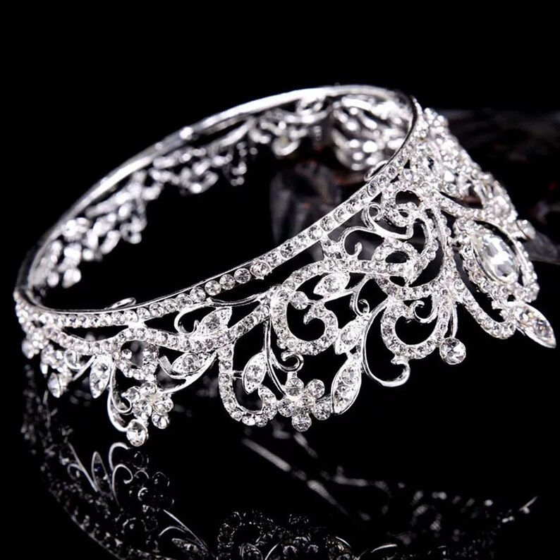 Women Full Circle Crown Vintage Crystal Rhinestone Tiara And Crowns