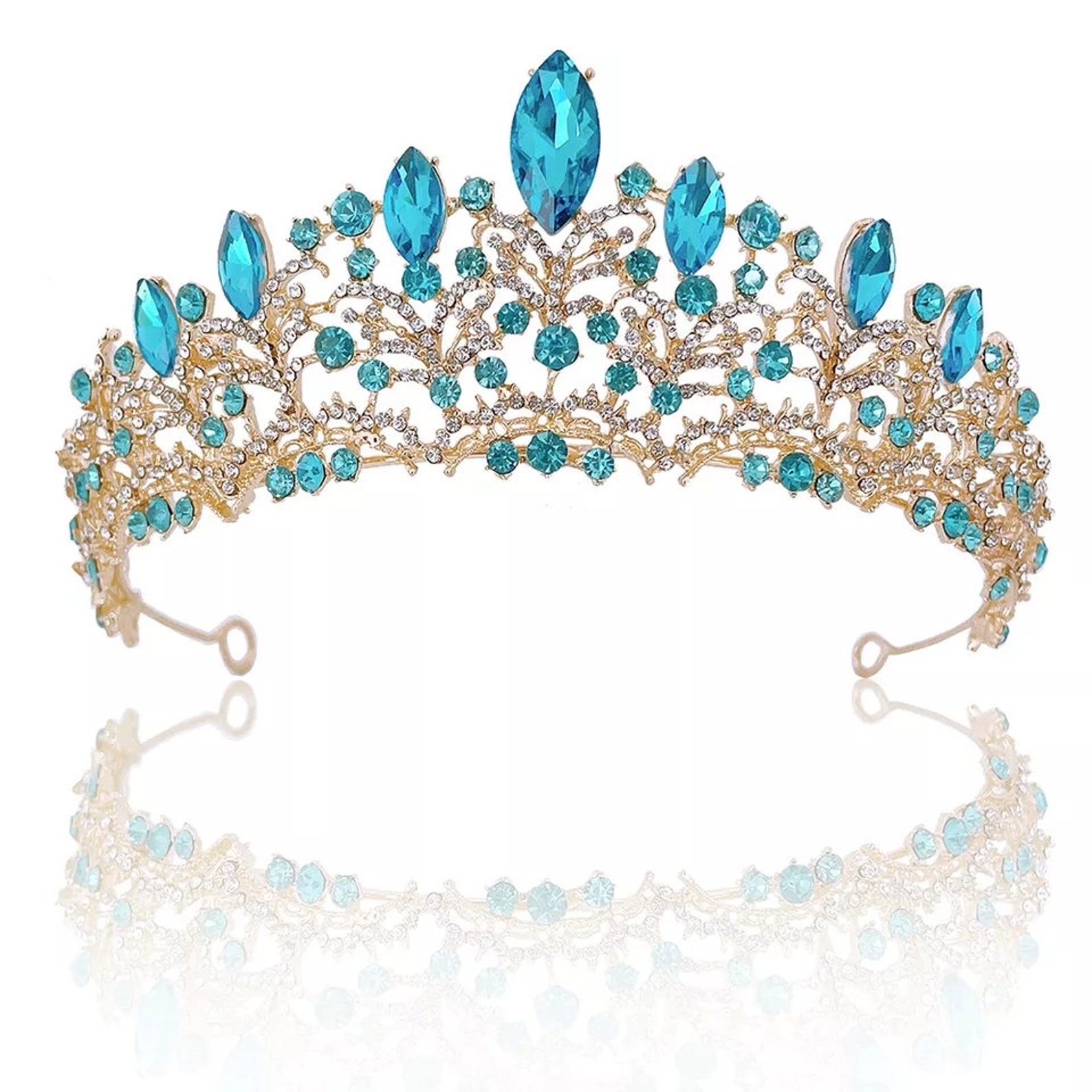 Blue Tiara Tiara Crown Headband Wedding Bride Princess Queen Hair Tiara ...