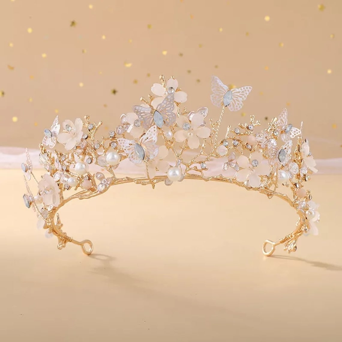 Gold Butterfly Tiara Rhinestone Tiara Crown Headband Wedding - Etsy