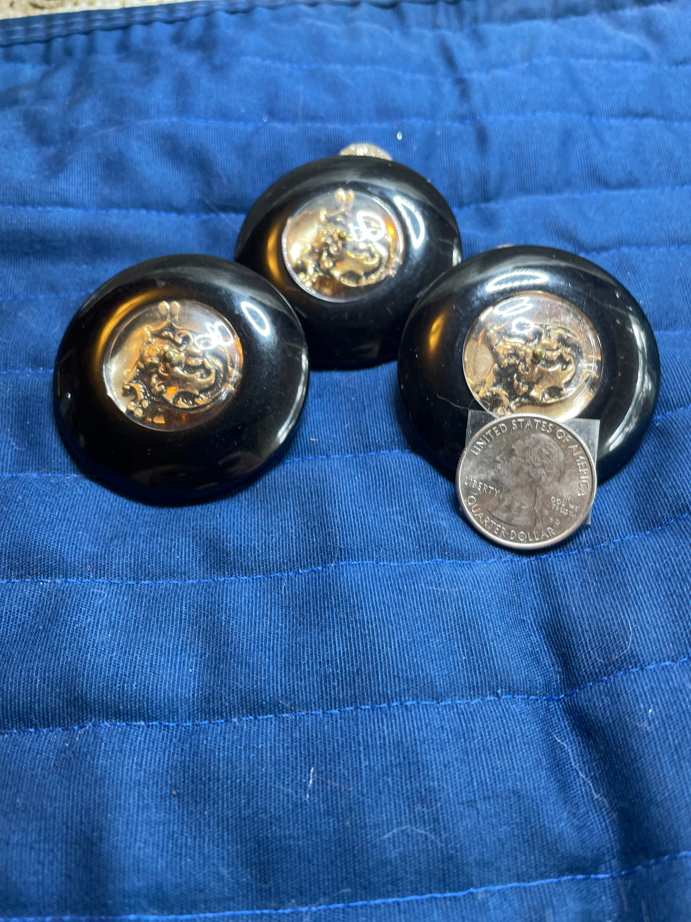 Set of Three Vintage Black Buttons With an Image of Lion With Shield ...