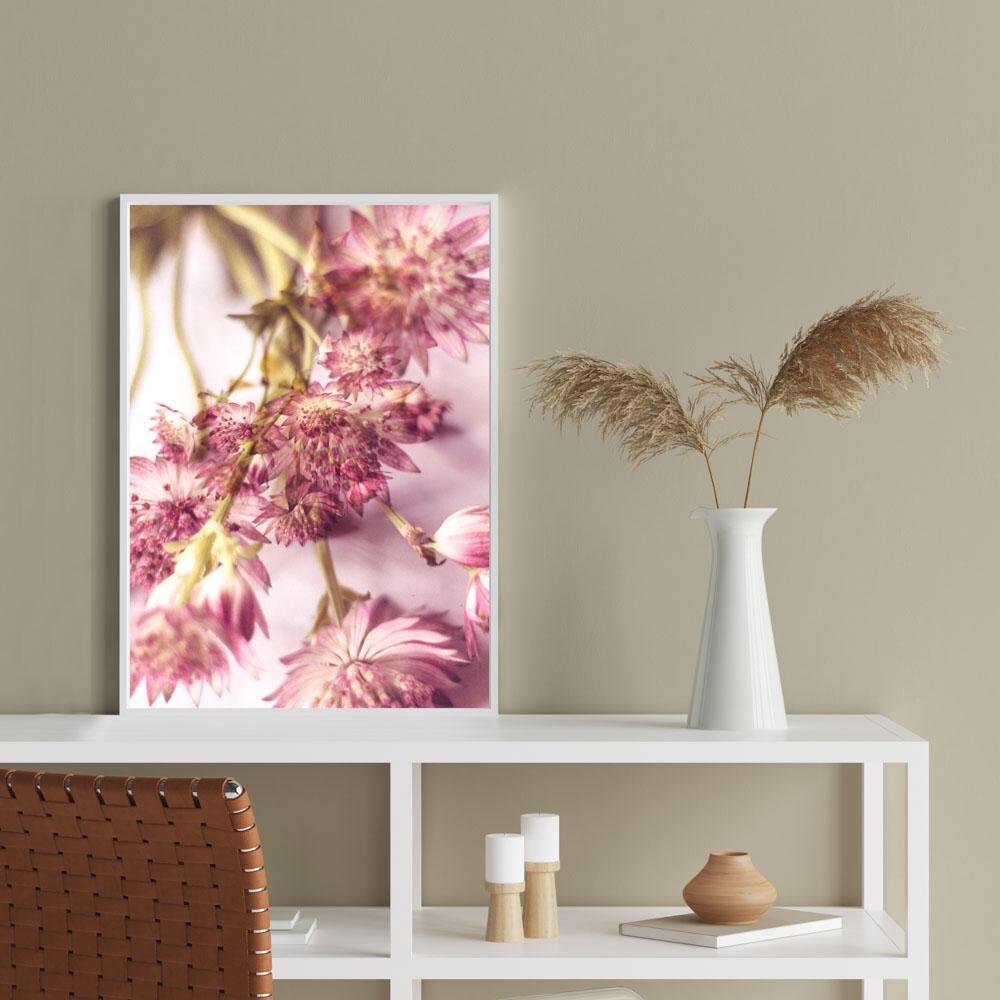 Pink Flower Framed Print Photography Wall Art Living Room | Etsy