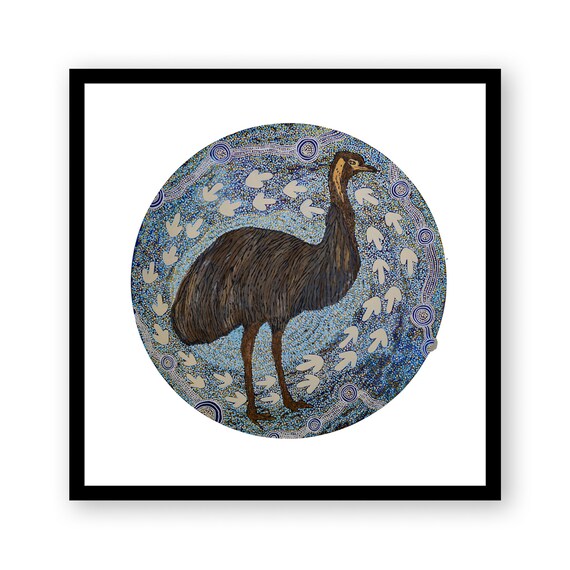 Aboriginal Framed Print Emu Bird Wall Art Indigenous | Etsy