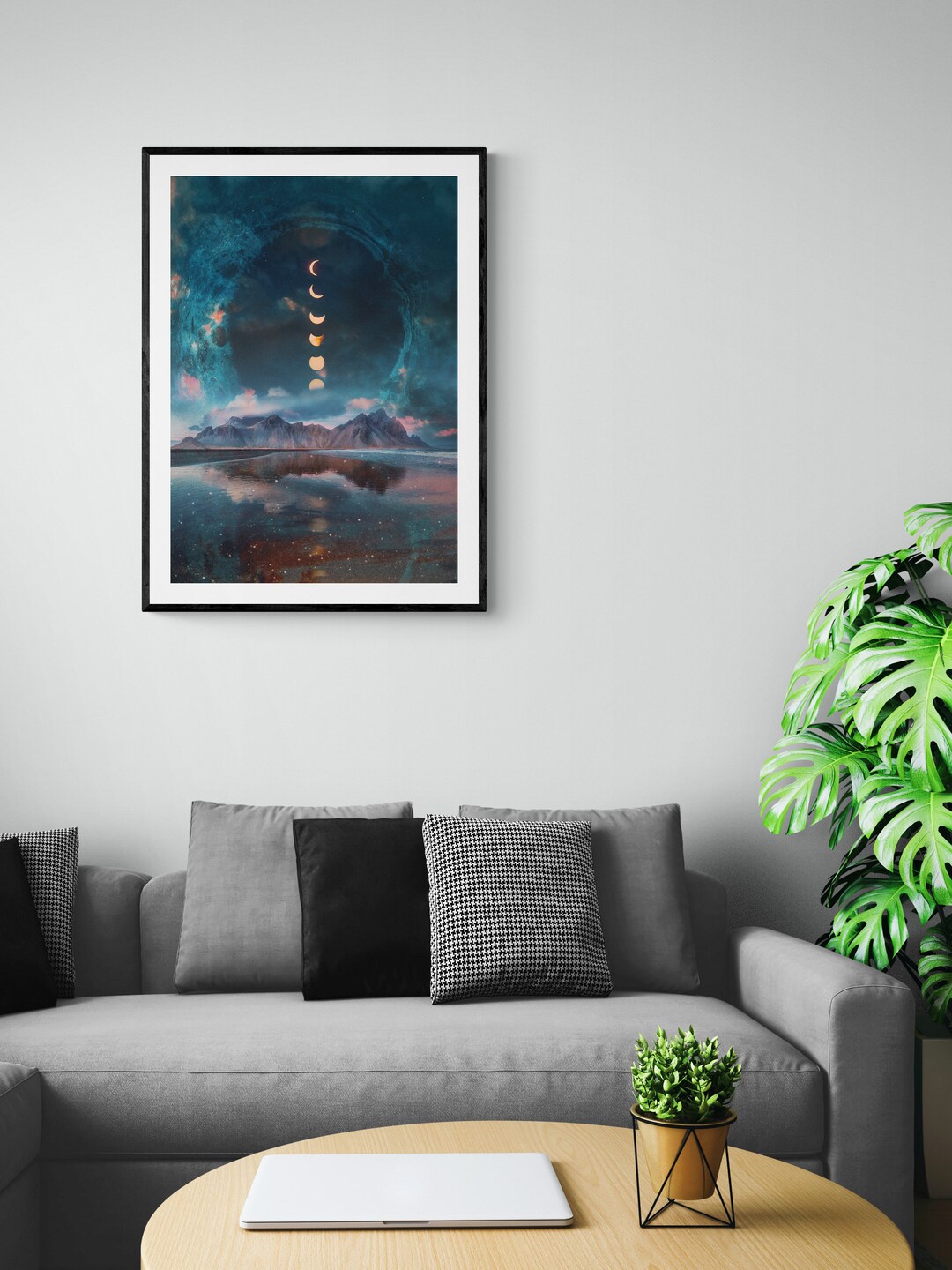 Moon Framed Print , Cosmic Wall Art , Luna Living Room Decor , Universe ...