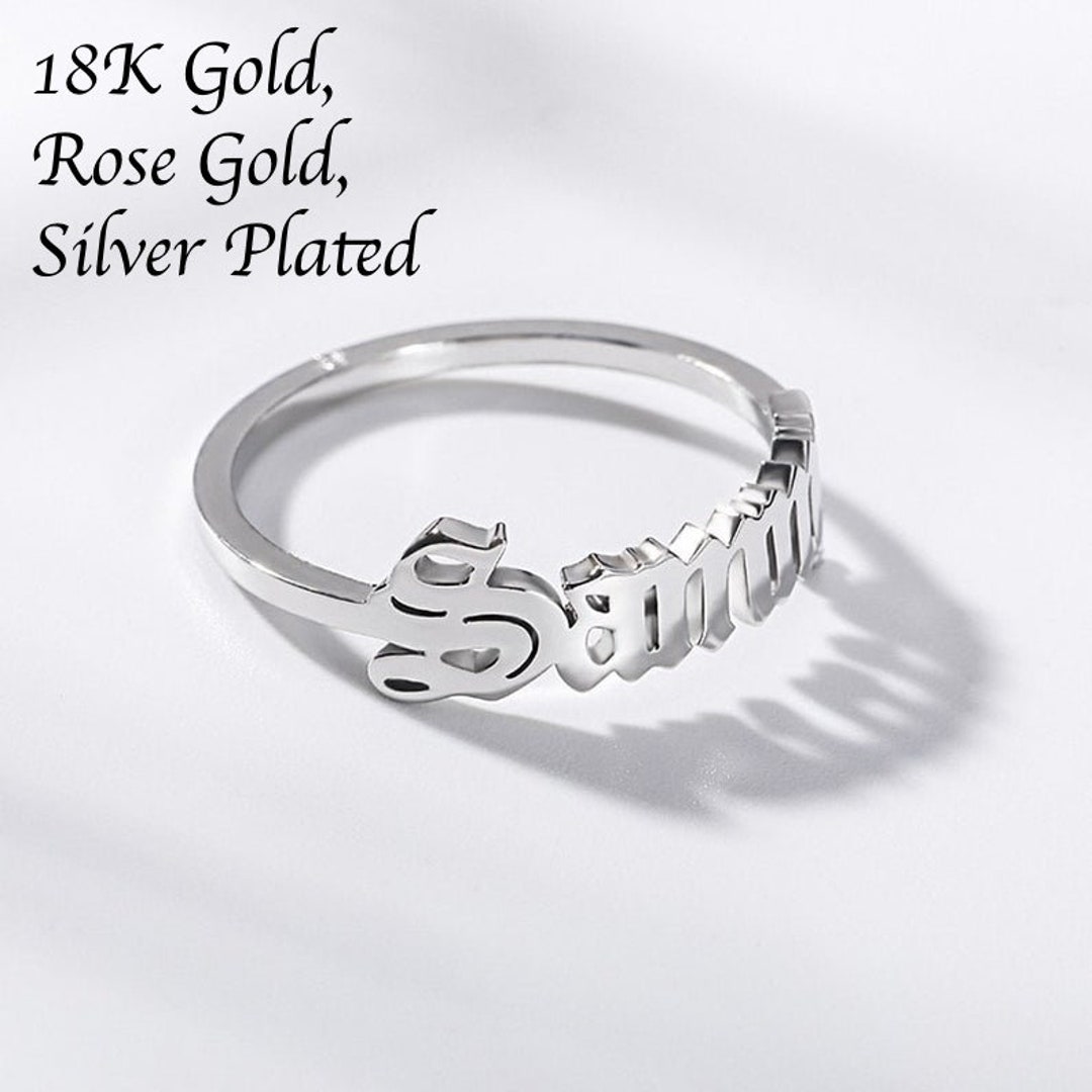 Buy 18K Old English Name Ring / Name Plate Ring / Custom Ring ...