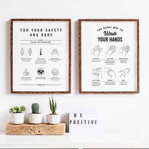 Wash Your Hands Sign Set Bathroom Sign Restroom Sign | Etsy