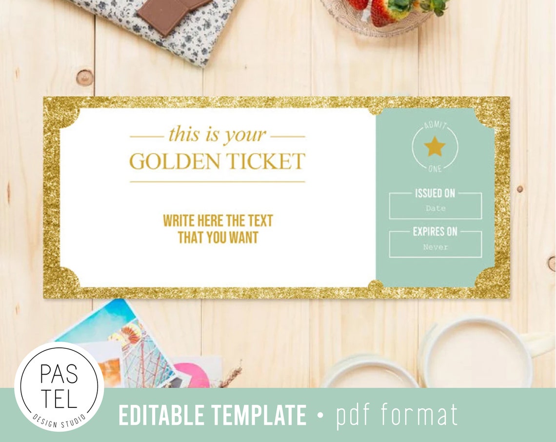 Golden Ticket Custom Gift Voucher Custom Golden Ticket - Etsy