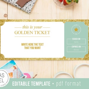 Golden Ticket Custom Gift Voucher Custom Golden Ticket - Etsy