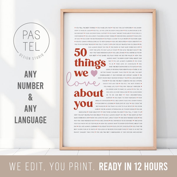 50 Things We Love About You - Etsy
