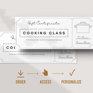 Cooking Class Gift Coupon Instant Download Editable Text Printable ...