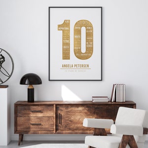 10th Work Anniversary Word Cloud Print | 10 Years Work Anniversary ...