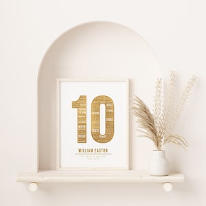 10th Work Anniversary Word Cloud Print | 10 Years Work Anniversary ...