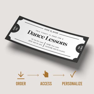 Dance Lessons Gift Coupon Instant Download Editable Text Printable ...