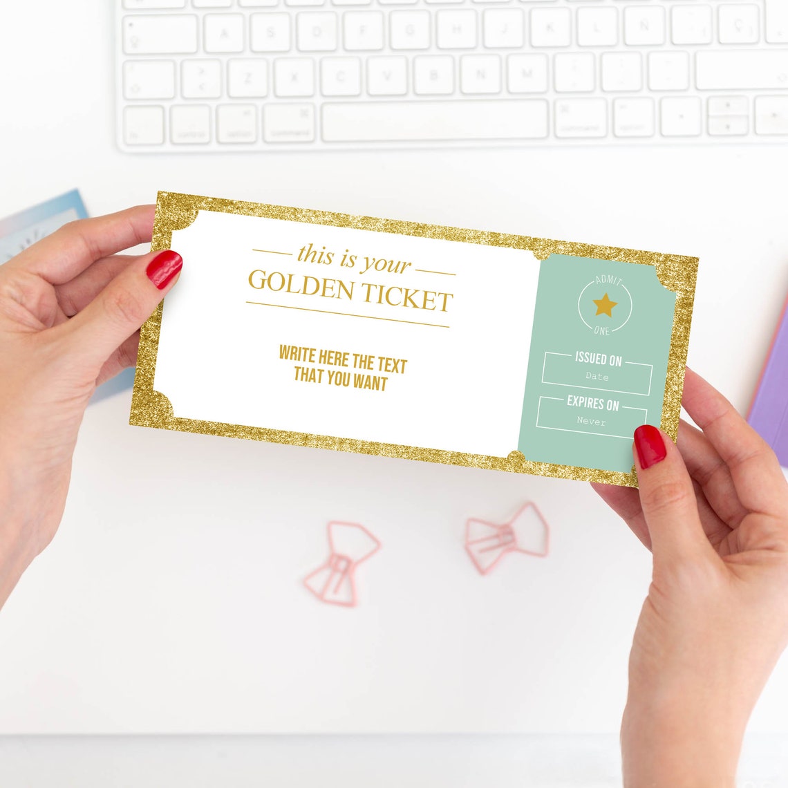 Golden Ticket Custom Gift Voucher Custom Golden Ticket | Etsy