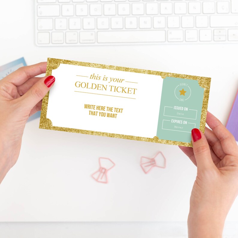 Golden Ticket Custom Gift Voucher Custom Golden Ticket | Etsy